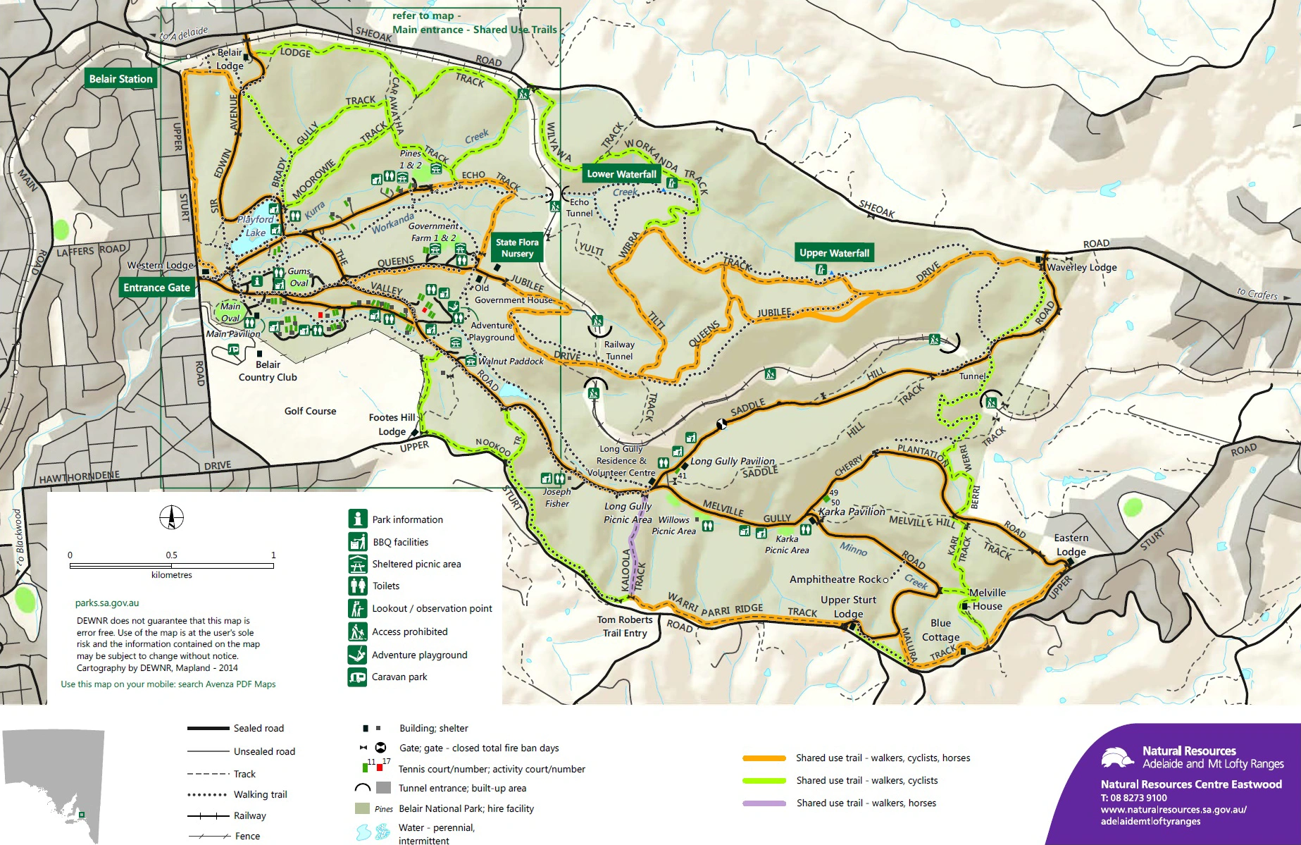 Park Map - Belair National Park Holiday Park